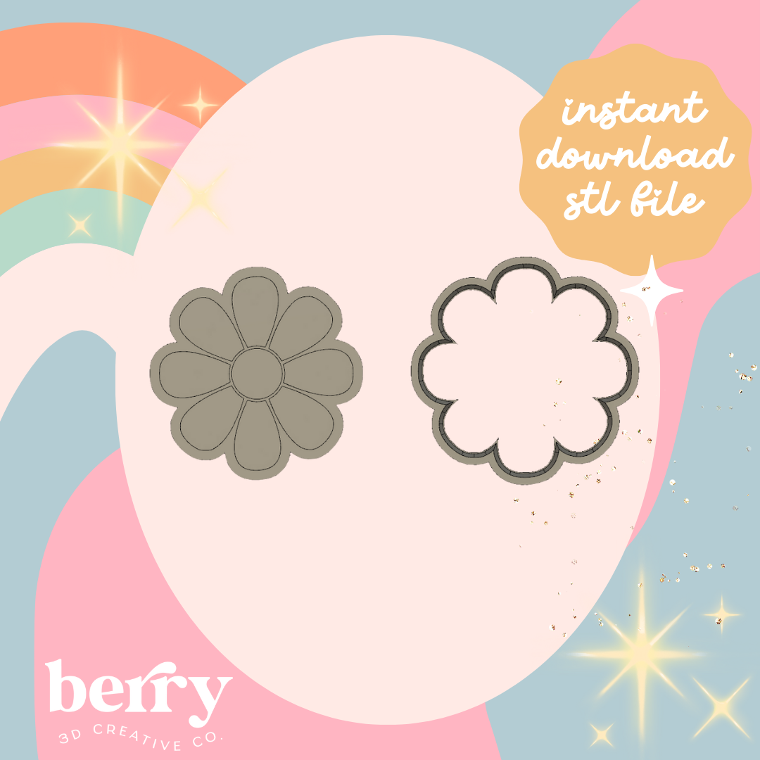 Simple Daisy Cutter and Stamp stl file – Berry 3D Creative Co.