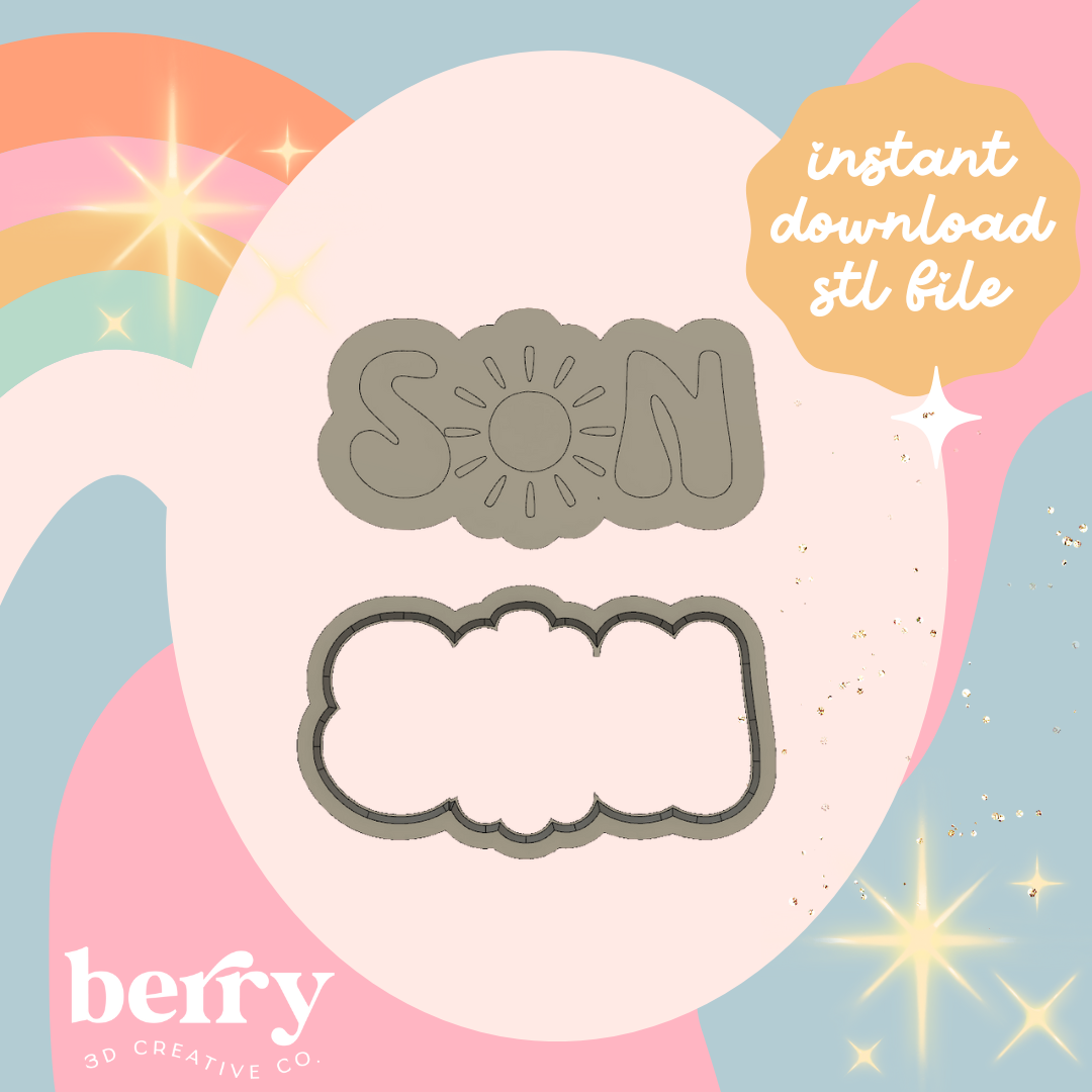 Son with O as a sun Cookie Cutter and Stamp stl file – Berry 3D ...