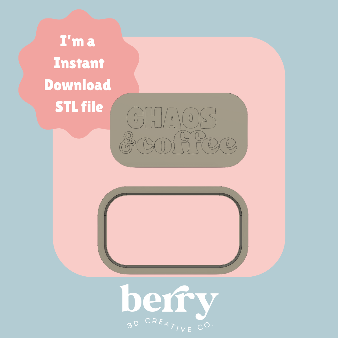 Chaos & Coffee Cutter and Stamp stl file – Berry 3D Creative Co.