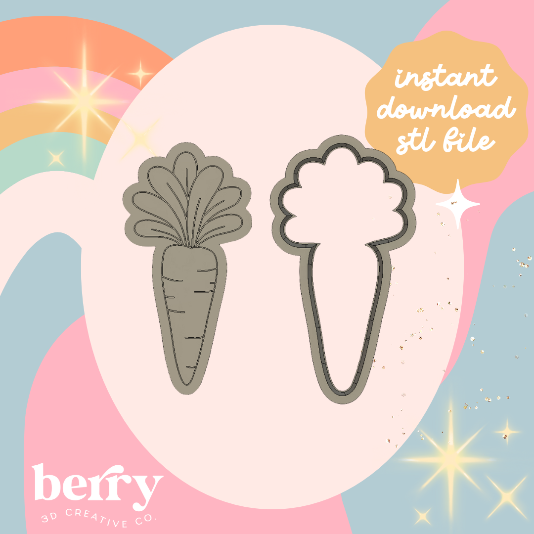 Carrot Cookie Cutter and Stamp stl file – Berry 3D Creative Co.