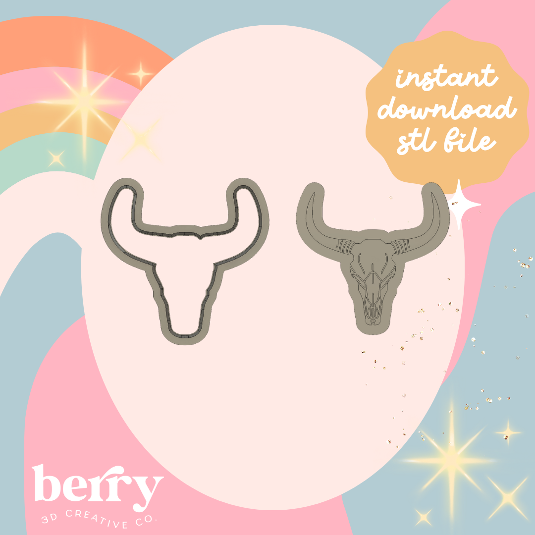 Cow/Bull Skull cutter and Stamp stl file – Berry 3D Creative Co.