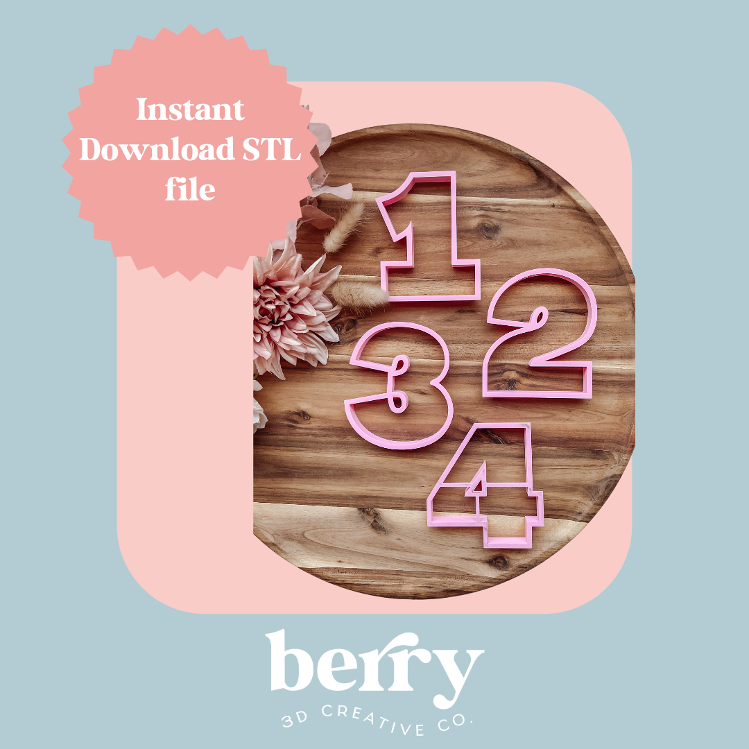 Chunky Numbers 0 - 9 Cookie Cutter and Stamp stl file – Berry 3D ...