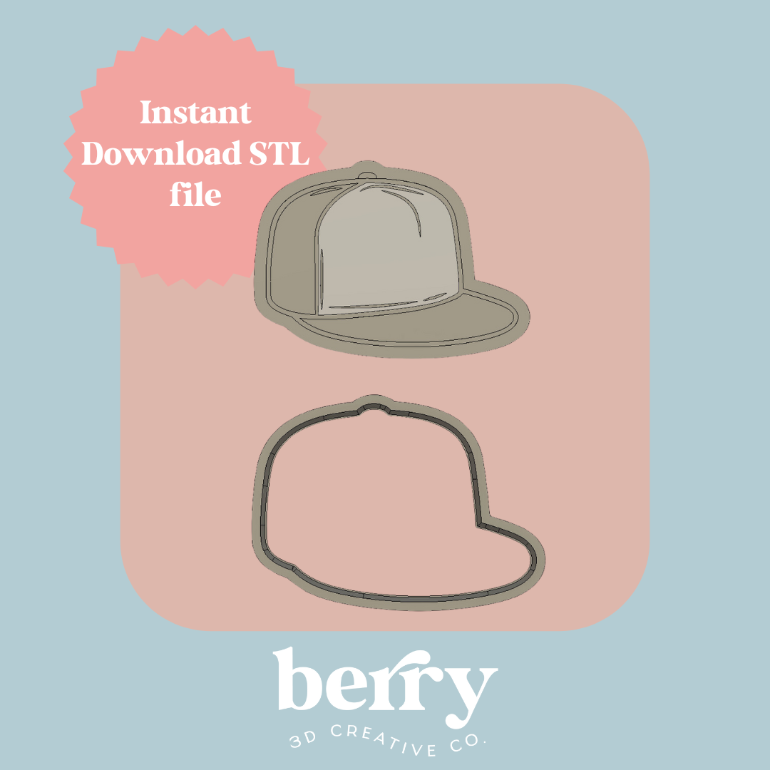 base ball Cap Cookie Cutter and Stamp stl file – Berry 3D Creative Co.
