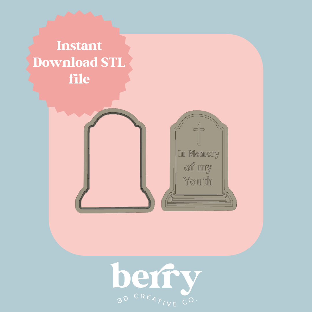 In Memory of my Youth Cutter and Stamp stl file – Berry 3D Creative Co.