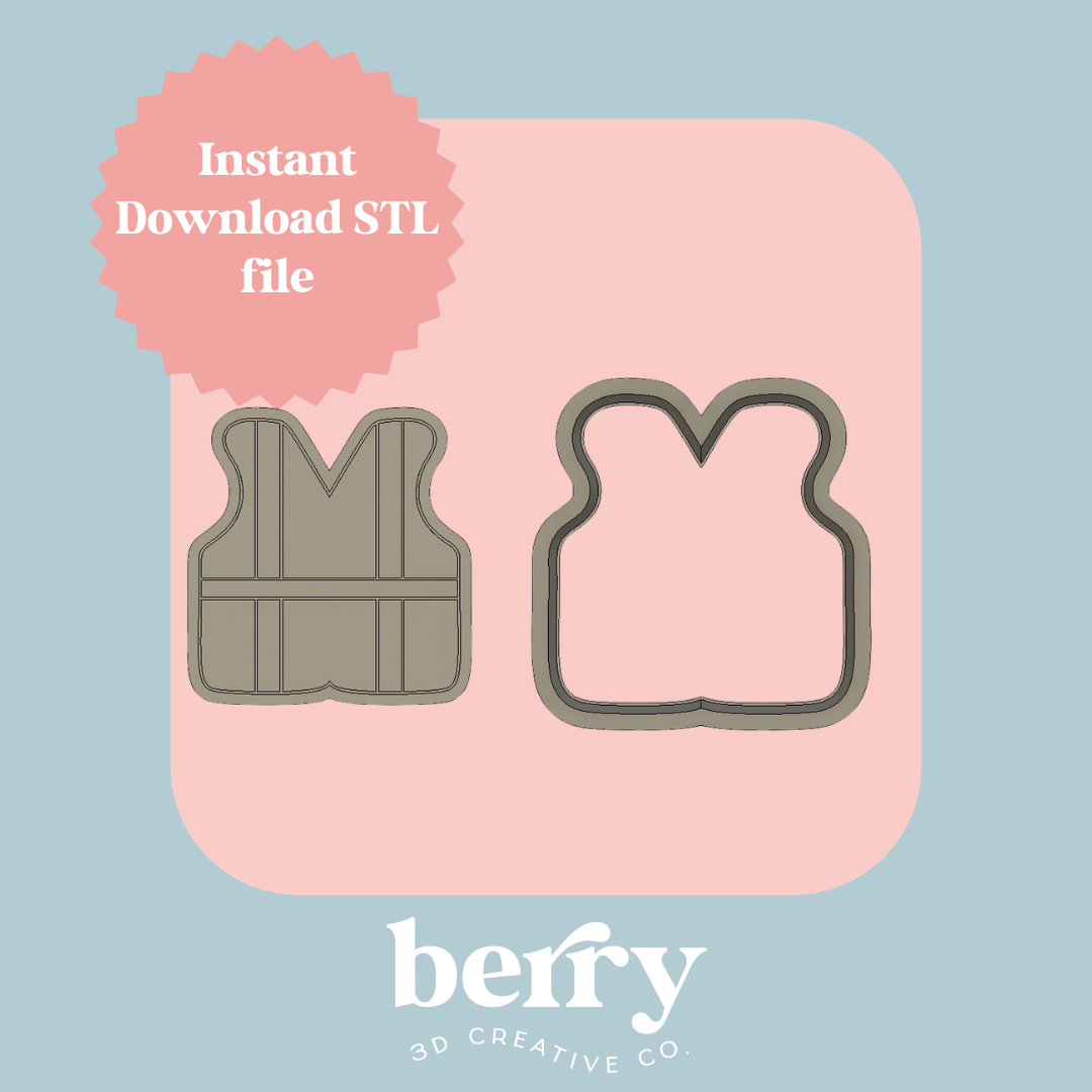 Safety Vest Cookie Cutter and Stamp stl file – Berry 3D Creative Co.